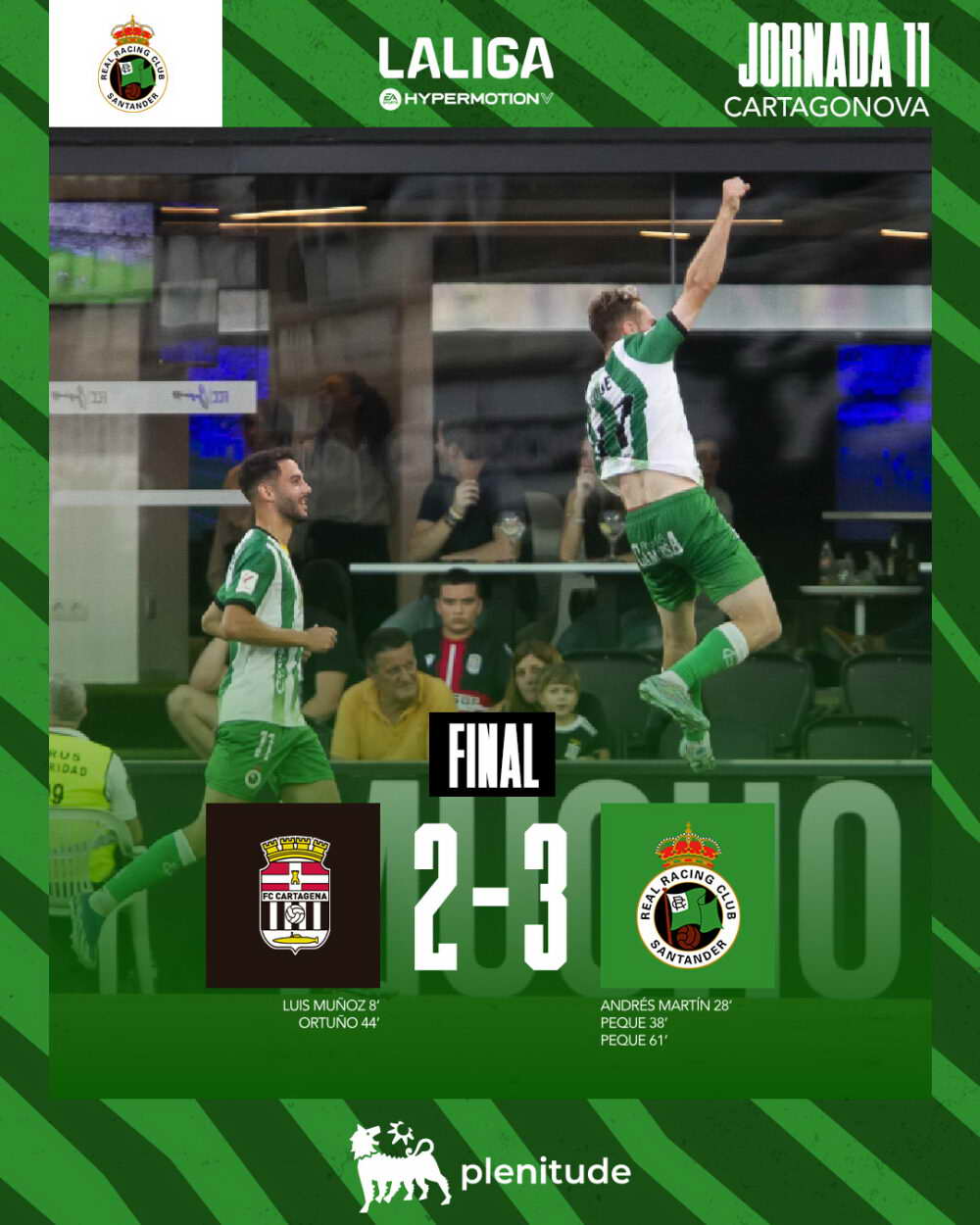 Cartagena 2-Racing de Santander 3, triunfo a domicilio del equipo verdiblanco - CANTABRIA DIRECTA